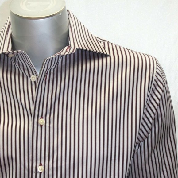 Rufus | Shirts | Mens Rufus Pinstripe Eggplant Pink Long Sleeve Button ...